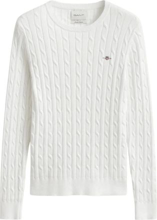 GANT Femme, Pulls, Blanc, Taille: 36 FR Pull Ras du Cou en Tricot C&acirc;bl&eacute;