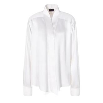 Giorgio Armani Seiden-Doppelsatin-Hemd mit Schal-Effekt - - Blouses & Shirts - Damen - Wei&szlig; - S