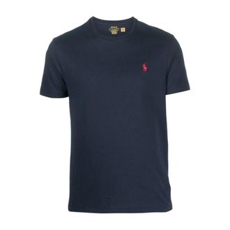 Polo Ralph Lauren Marineblau Besticktes Logo Baumwoll-T-Shirt - - Tops - Herren - Schwarzk - M