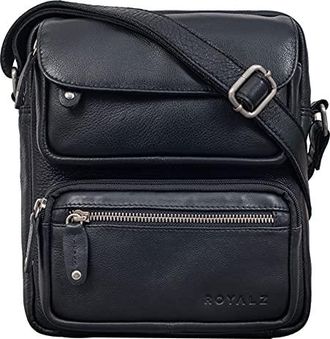 Royalz Florida Petit sac à bandoulière moderne pour homme en cuir véritable - Mini sac de messager avec beaucoup de compartiments - Sac à main pour homme en 
