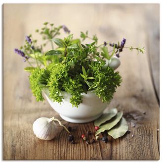 Artland Wanddeko Leinwand Bilder Wandbild 50x50 cm Kräuter Gewürze Lebensmittel Essen Modern Landhaus Petersilie T5QG