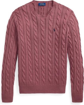 Ralph Lauren Pullover aus Baumwolle mit Zopfstrickmuster und Logo-Stickerei in