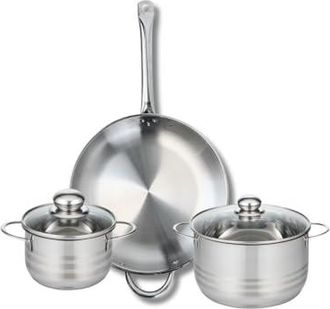 ELO 9873350 Batterie de cuisine 3 pi&egrave;ces, Ensemble de 1 Po&ecirc;le de cuisson 32 cm et 2 faitouts 16 et 20 cm Elo Profi Brillant, inox, induction