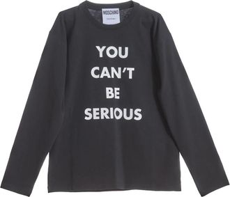 Moschino Homme, Tops, Noir, Taille: XL You Cant Be Serious Tshirt Ls