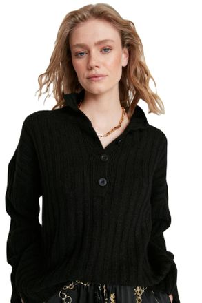 Trendyol Damen Twoaw21kz0783 Sweatshirt, Schwarz, M EU