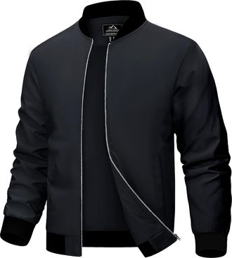 Magcomsen Herren Übergangsjacke Bomber Blouson Jacke Stehkragen Casual Windbreaker Herren Polyester Bikerjacke Frühling Sommer Pilotenjacke Jagd Army Baseballja