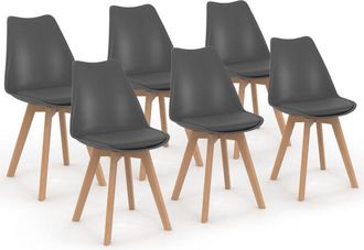 IDMarket Idmarket - Lot de 6 chaises scandinaves sara - Gris foncé - Pour salle à manger