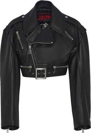 Jean Paul Gaultier veste en cuir Perfecto à coupe crop - Noir