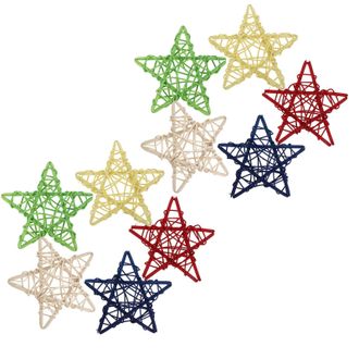 FOMIYES 10 St&uuml;ck 10cm Bunte Rattansterne zur Party und Hochzeitsdekoration Wand und Baumornamente f&uuml;r Kindergarten und Wohnzimmer