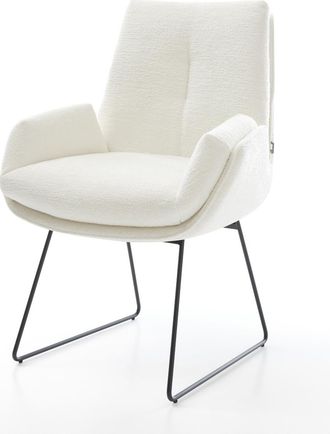 DELIFE Esszimmerstuhl Clea-Flex Boucl&eacute; Soft Beige Kufengestell Schwarz, Esszimmerst&uuml;hle