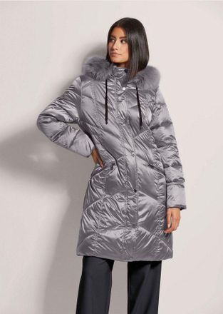 Madeleine Steppjacke Kapuzenjacke mit Fancy-Stepp Wintermantel mit abnehmbarer Kapuze, Rei&szlig;verschluss-Taschen