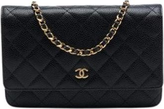 Chanel Portefeuille sur cha&icirc;ne Pre-owned - Femme - Pre-owned - Noir - Taille: ONE Size