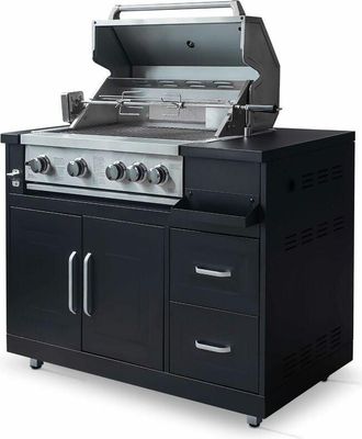 Oviala Oviala - Meuble barbecue gaz 4 brûleurs et rôtissoire pour cuisine extérieure