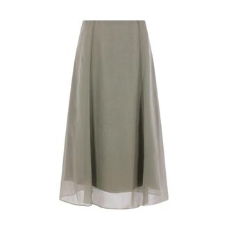 Brunello Cucinelli Crispy A-Linien-Rock - - Skirts - Damen - Gr&uuml;n - XL