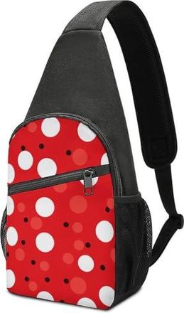 Generic Antivol Sacoche Homme Bandouliere Pois rouges et blancs Sacs à Bandoulière Casual,Léger Sac à Poitrine pour Femme Homme Randonnée