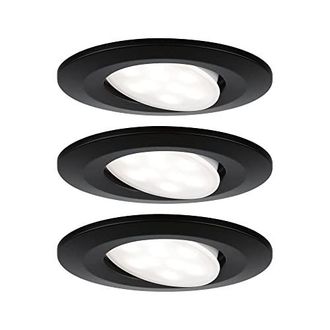 Paulmann 99991 LED Einbauleuchte Calla rund 3er Set 3x6W IP65 neutralwei&szlig;e Einbaustrahler Schwarz matt schwenkbar Spots Kunststoff Einbaulampe 4000K