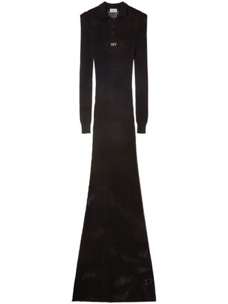 Off-white Langes Poloshirtkleid aus Mesh - Schwarz