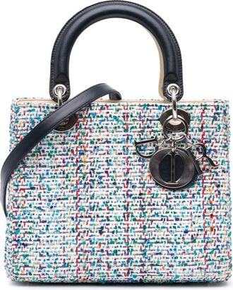 Dior 2014 mittelgroße Lady Dior Satchel-Tasche aus Tweed - Blau