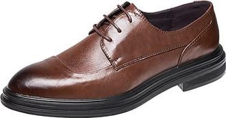 Generic Chaussures en cuir pour homme - Derbys classiques - Chaussures &agrave; lacets souples - Bout pointu - Talon bloc - Chaussures tendance antid&eacute;rapantes pour i