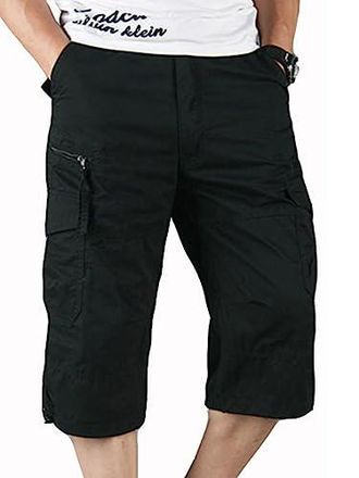 Onsoyours Short Cargo Coton Casual Lâche avec Poche Pantalon Court Short Homme Casual Lâche Sport Jogging Slim Fit Militaire Short de Sport Cargo Short Homme Be