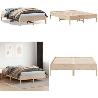 vidaXL Cadre de lit sans matelas 160x200 cm bois massif de pin - Cadre De Lit - Lit Double - Bois Massif - Lit En Bois - Chambre &agrave; Coucher - Home & Living
