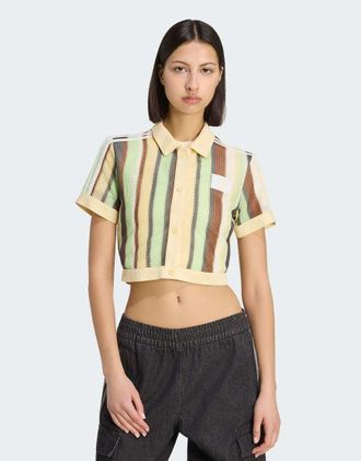 adidas Originals Summer Glow - Polo court &agrave; rayures - Jaune