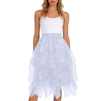 Generic Jupe en tulle longue bouffante pour femme - Costume de carnaval des ann&eacute;es 50 - Jupe en maille avec costume &eacute;lastique - Robe de carnaval - Robe de f&eacute;e