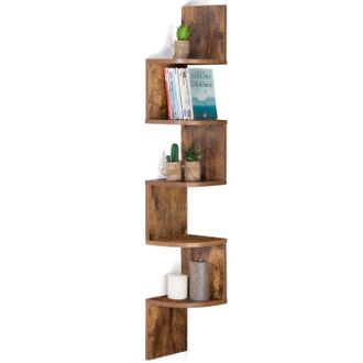 IDMarket Eck-Wandregal ISA, 5 Ebenen, Holzoptik