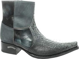Sendra Boots 5919 Mimo Antracite Uomo Cowboy Western Stivaletti A Punta Suola Cuoio Tacco Dritto Cerniera Vera Pelle Taglia 44