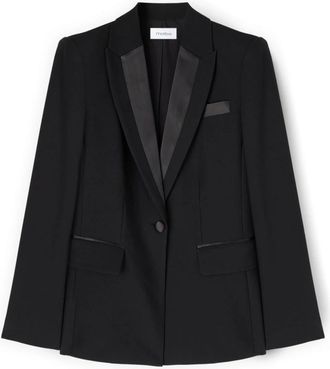 Motivi Blazer structur&eacute; en cady avec d&eacute;tails satin&eacute;s - Femme - Vestes - Noir - Taille: 38 FR