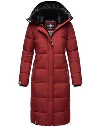 Marikoo Veste dhiver matelass&eacute;e longue pour femme B936, rouge fonc&eacute;, L