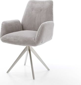 DELIFE Esszimmerstuhl Zoa-Flex Cord Silbergrau Kreuzgestell kantig Edelstahl Taschenfederkern, Esszimmerstühle