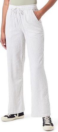Pieces Pcsally Hw Loose String Pant Noos Pantalons, Tea/Stripes:Cloud Dancer, S Femme