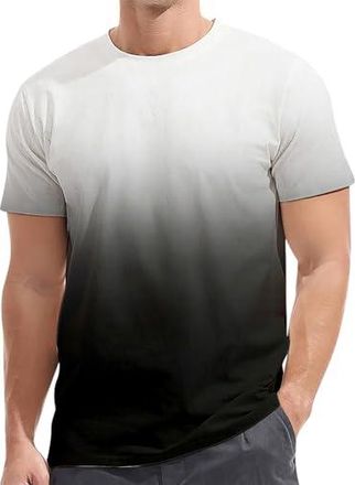 Generic T-shirt décontracté pour homme 2025 nouveau haut de Noël décontracté tendance couleur unie dégradé T-shirt ample à manches courtes presse à chaud comp