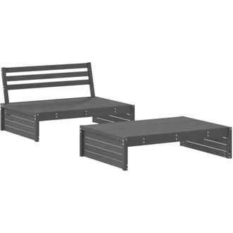 vidaXL Salon de jardin 2 pcs gris bois massif de pin Vidaxl