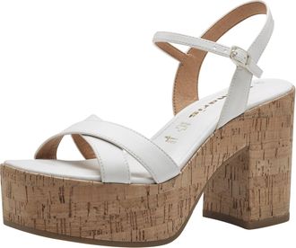 Tamaris Damen Sandalen mit Absatz Banana-Absatz; WHITE/weiß; 38 EU