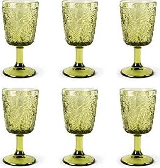 Excelsa Leaf Lot de 6 verres à pied, vert, verre coloré en pâte, 300 ml