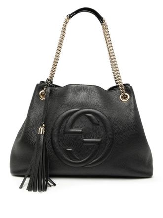 Gucci 2000-2015 Medium Leather Soho Chain tote bag - Noir
