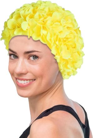 Generic Blumenkappe - Stilvolle dreidimensionale Blumen-Wasserkopfbedeckungen f&uuml;r Damen, Vintage inspirierte Badeabdeckungen f&uuml;r verl&auml;ngerte oder abgeschnitte