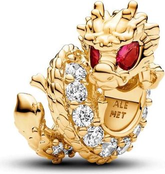 Pandora Pandora Moments 763069C01 Breloque dragon en argent sterling avec alliage plaqué or Compatible avec les bracelets Moments, taille unique, Argent sterl