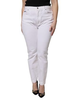 Dolce & Gabbana Womens White Cotton Mid Waist Skinny Denim Jeans Elastane Clothing