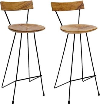 vidaXL Vidaxl - Tabourets de bar lot de 2 bois de teck massif