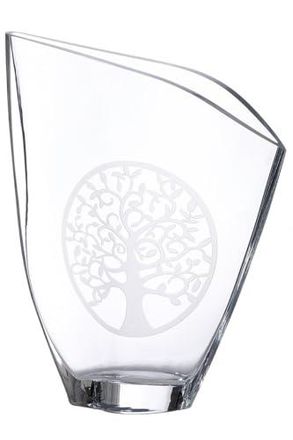 GILDE GLAS art Deko Vase Blumenvase aus Glas - mit Lebensbaum Motiv - Moderne Dekoration Wohnzimmer Geschenk für Frauen- Farbe: transparent Höhe 33 cm
