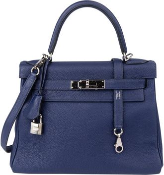 Herm&egrave;s Crossbody Bags - Hermes Inky Blue Togo Leather Kelly 28 Handbag - Gr. unisize - in Blau - f&uuml;r Damen