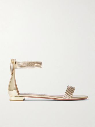 Aquazzura Sandales En Cuir M&eacute;tallis&eacute; Sway - Dor&eacute;