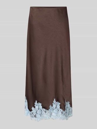 Neo Noir Midirock aus Satin mit Spitzenbesatz Modell NAIRA