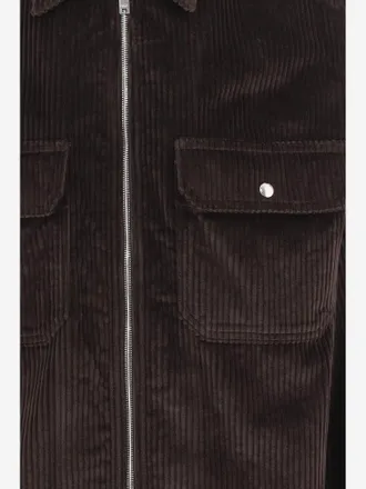 Bottega Veneta Mens Ribbed Cotton Velvet Overshirt Brown Shirt
