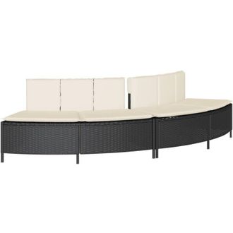 vidaXL Whirlpool-B&auml;nke mit Auflagen 2 Stk. Schwarz Poly Rattan vidaXL