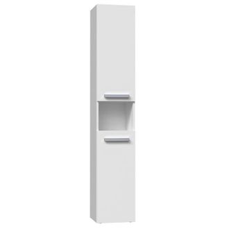 Hucoco Hucoco - luana - Meuble salle de bain 2 portes - 31x30x174cm - Colonne rangement sdb Blanc mat