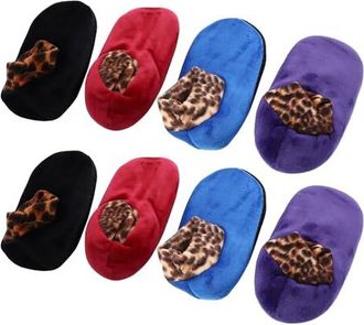 Holibanna Lot de 4 Paires de Chaussettes dHiver Antid&eacute;rapantes et &Eacute;paisses pour Femmes Motif L&eacute;opard Mi-Mollet Doublure Polaire Couleurs Vari&eacute;es Confort Chaud p